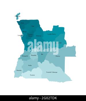 Angola country simplified map. Blue silhouette with thick black contour ...
