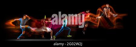 Sport games background - basketball, soccer ball, rackets, sneakers ...