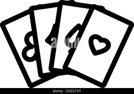 Set Of Four Card Icons. Editable Bold Outline With Color Fill Design ...