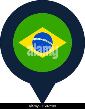 brazil flag and map pointer icon. National flag location icon vector ...