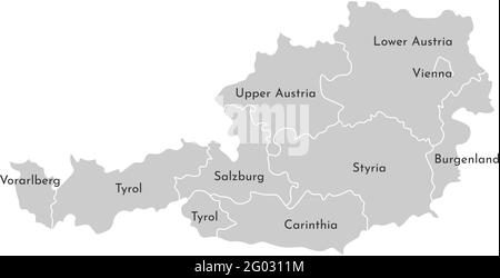 Austria simple map outline - simplified country shape map vector Stock ...