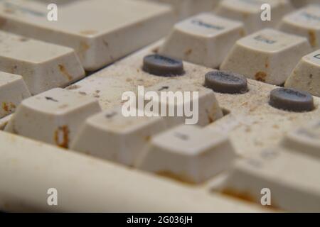 A fragment of a dirty and dusty computer keyboard close-up Stock Photo ...