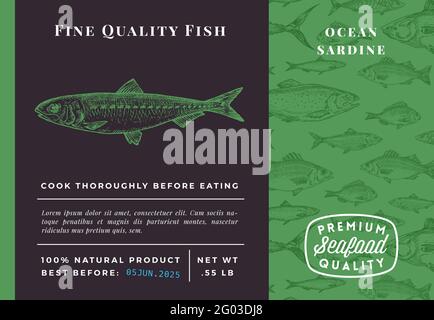 Premium Quality Sardine Vector Packaging Label Design. Modern ...