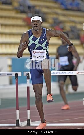 Rai Benjamin (USA) wins the 400m hurdles in 47.38 during the World ...