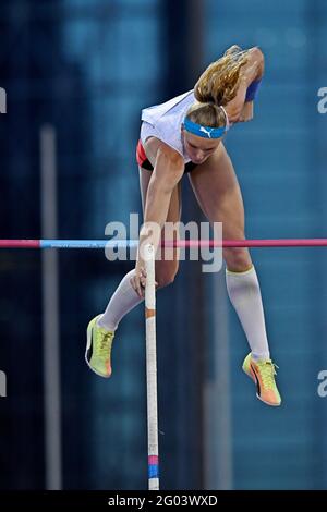 Sandi Morris (USA) places second in the women's pole vault at 15-10 1/2 ...