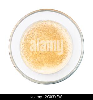 top view of amaranth porridge boiled with coconut milk in glass bowl ...