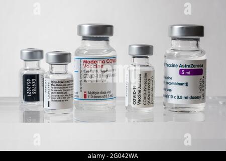 Vials of Pfizer/ BioNTech Covid-19 vaccine at a vaccination centre in ...