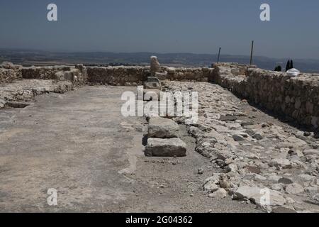 Tel Megiddo or Armageddon, the ruined Northern Palace and the city ...