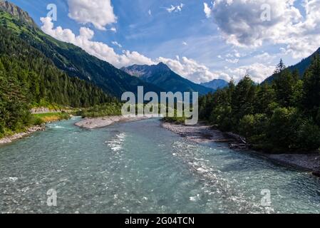 Beautiful shot of Lech river surrounded by scenic landscape field and ...