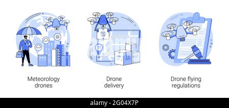 Autonomous aircraft use abstract concept vector illustrations Stock ...