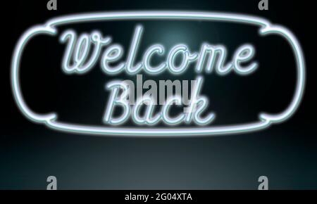 Neon Sign announcing reopening of business after the virus Stock Photo ...