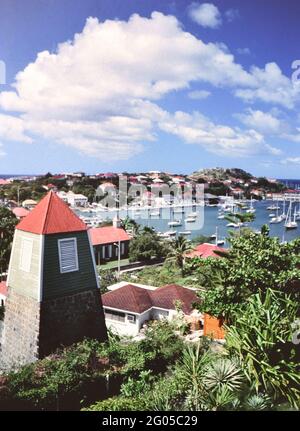 1990s St. Barts (Saint Barthélemy) – Older men all in white play bocci ...
