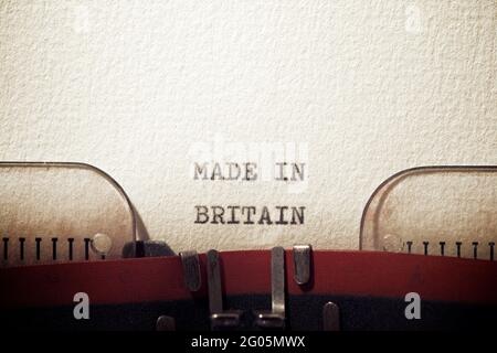 The sentence, made in Britain, written with a typewriter Stock Photo ...