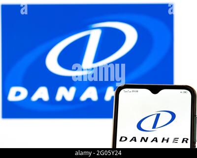 In this photo illustration, Danaher Corporation logo seen displayed on ...