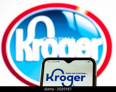 In this photo illustration, The Kroger Co. logo seen displayed on a ...