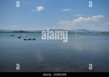 Boats in the Bantry Bay overlooking the Whiddy Island, Bantry, Co Cork ...