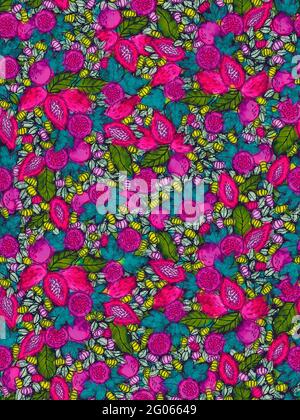 Watercolor tropical fruits seamless pattern. Pineapple digital paper ...