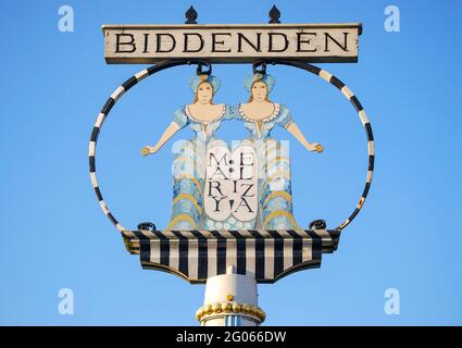 The Village Sign Biddenden Kent England Stock Photo - Alamy
