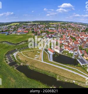 Aerial view to Wassertrüdingen on Wörnitz Stock Photo - Alamy