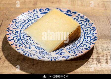 Cheese collection, piece of spanisch hard manchego cheese made in La ...