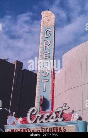 1980s America - Crest Theater, Fresno, California 1987 Stock Photo - Alamy