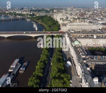 An aerial view of London, at the junction of Victoria Street and ...