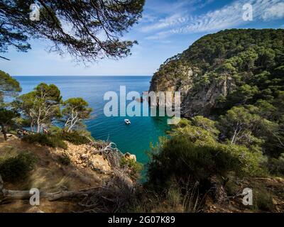 Spain Catalonia. Tamariu on the Costa Brava coast. September 2014 A ...