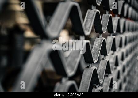 Selective focus of metal fences outdoors with a blurry background Stock ...
