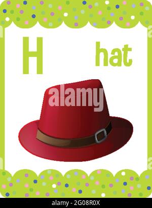 Vocabulary flashcard with word Hat illustration Stock Vector Image ...