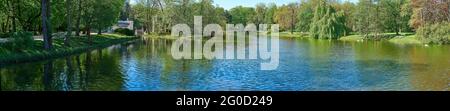 Spring panorama of Royal Lazienki Park (Lazienki Krolewskie) in Warsaw ...