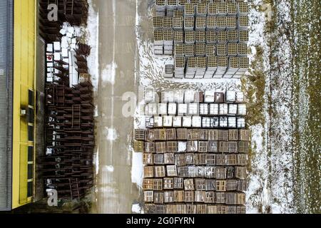 An aerial view of cold storage warehouse fire at Lineage Logistics in ...