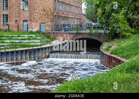 Northern mouth of the Panke river opens into the Nordhafen port of the ...