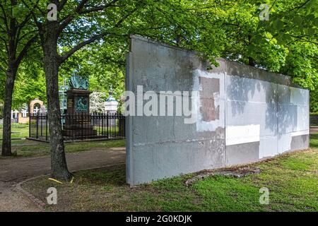 Spandau Shopping canal promenade and Remains of Berlin Wall at ...