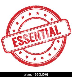 ESSENTIAL text on red grungy rectangle stamp sign Stock Photo - Alamy
