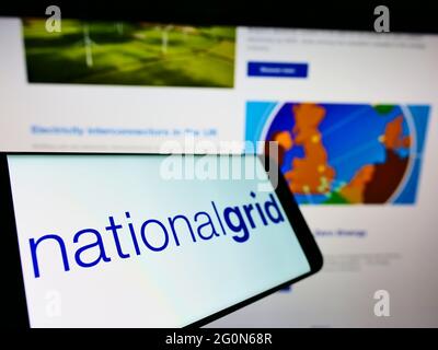 Logo of public company National Grid plc displayed on a smartphone ...