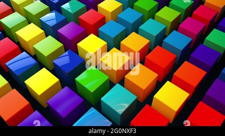 Geometric 3d render simple squares laid with lines on surface ...