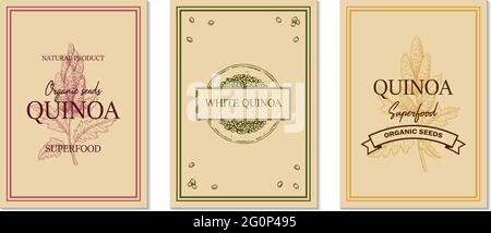 Quinoa packaging design with hand drawn element. Vector illustration in ...