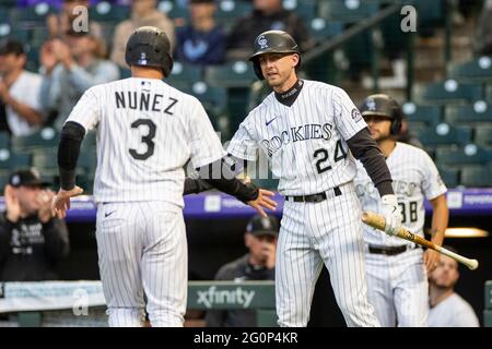 Colorado Rockies' Dom Nunez in the eighth inning of a baseball game ...