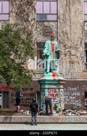 Defaced Statue Sculpture of Egerton Ryerson, Toronto, Canada. Part of a ...