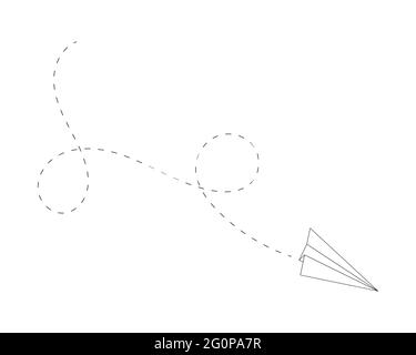Paper plane with dotted line. Linear icon origami paper airplane ...