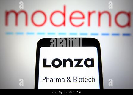 In this photo illustration a Lonza Group logo is seen on a smartphone ...