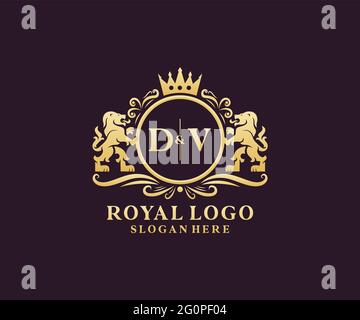DV Letter Lion Royal Luxury Logo template in vector art for Restaurant ...