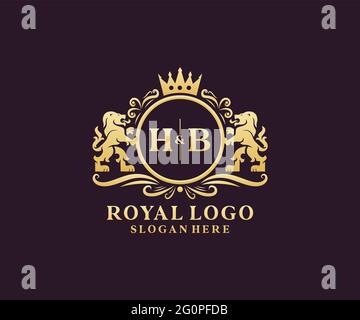 HB Letter Lion Royal Luxury Heraldic,Crest Logo template in vector art ...