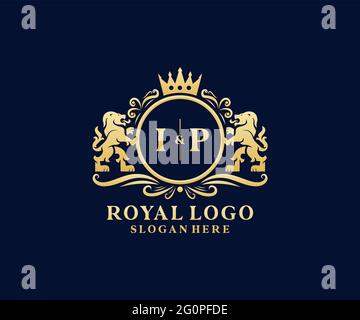 IP Letter Lion Royal Luxury Heraldic,Crest Logo template in vector art ...