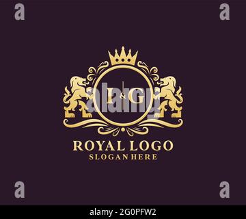 IG Letter Lion Royal Luxury Logo template in vector art for Restaurant ...