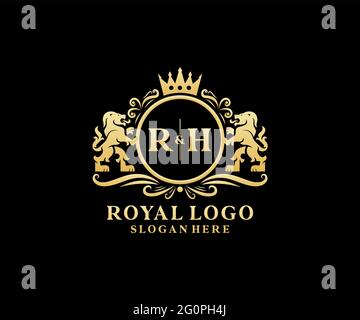 RH Letter Lion Royal Luxury Heraldic,Crest Logo template in vector art ...