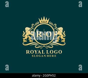 RO Letter Lion Royal Luxury Heraldic,Crest Logo template in vector art ...