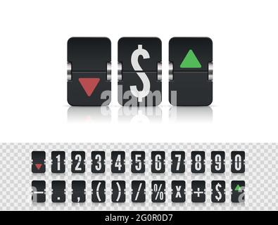 Stock exchange vector mechanic board. Flip number and symbol scoreboard ...