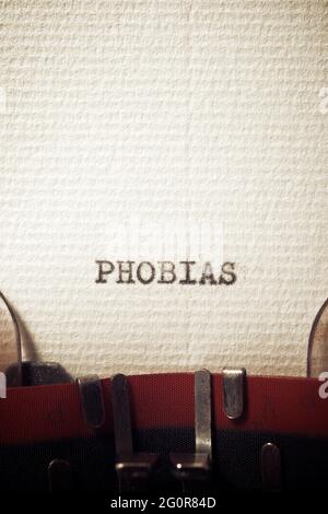 The word phobias written with a typewriter Stock Photo - Alamy