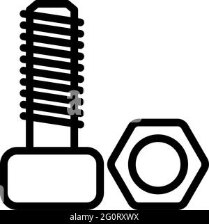 Icon Of Bolt And Nut. Editable Bold Outline With Color Fill Design ...